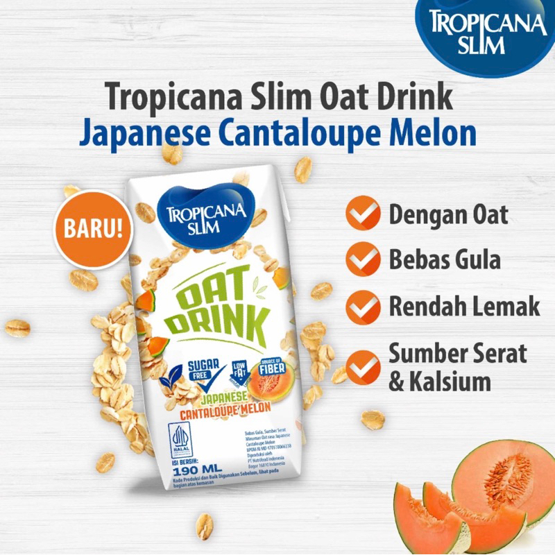 Jual TROPICANA SLIM OAT DRINK JAPANESE MELON 190ml - Minuman Oat Bebas Gula | Shopee Indonesia