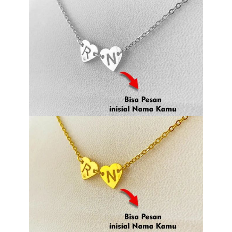 Jual Kalung love inisial nama rantai nori || titanium original simpel ...