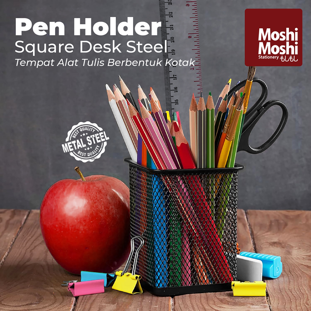 Jual Pen Holder Square Desk Set Steel Tempat Alat Tulis Kantor Jaring ...