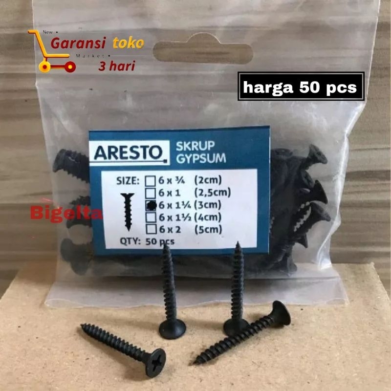 Jual Skrup gypsum baja 6x1,1/4 (3cm) harga 50 pcs perbungkus skrup baut ...