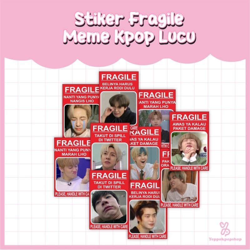 Jual STIKER FRAGILE MEME LUCU KPOP BTS, EXO, NCT, STRAY KIDS, TREASURE ...