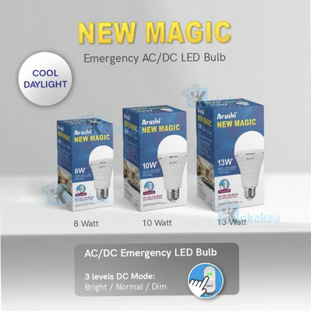 Jual Arashi Magic New Bohlam Emergency 13 , 10 , 8 Watt 3 Mode ...