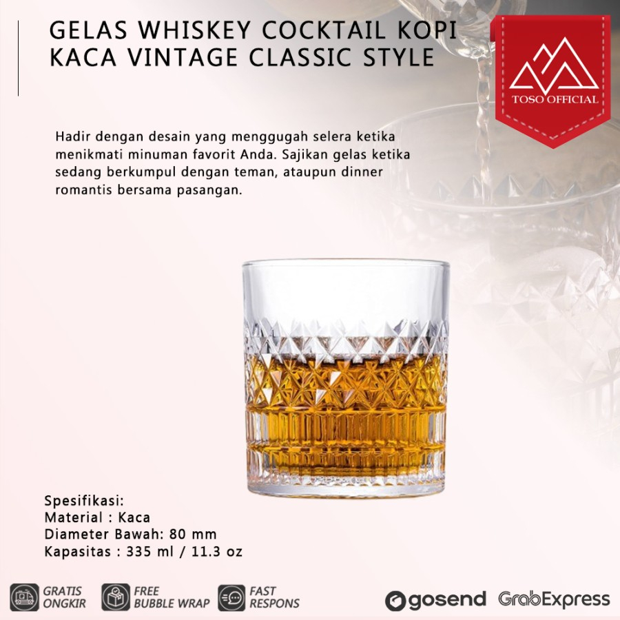 Jual GELAS WHISKY CRYSTAL VINTAGE 335ML SLOKI WHISKEY BEER WINE GLASS ...