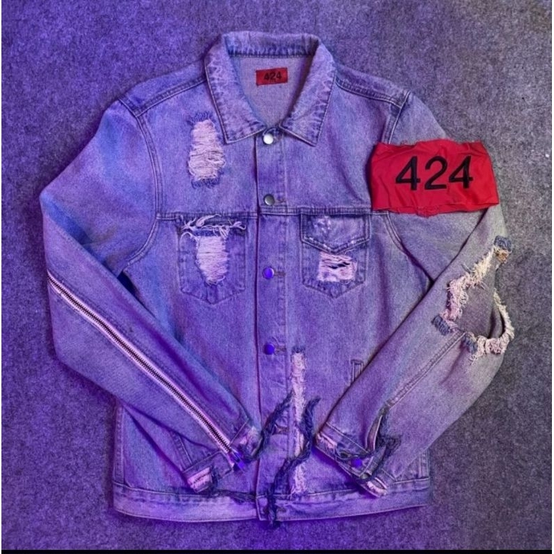 Jual 424 on Fairfax Distressed Denim Jacket (Oliver Sykes BMTH ...
