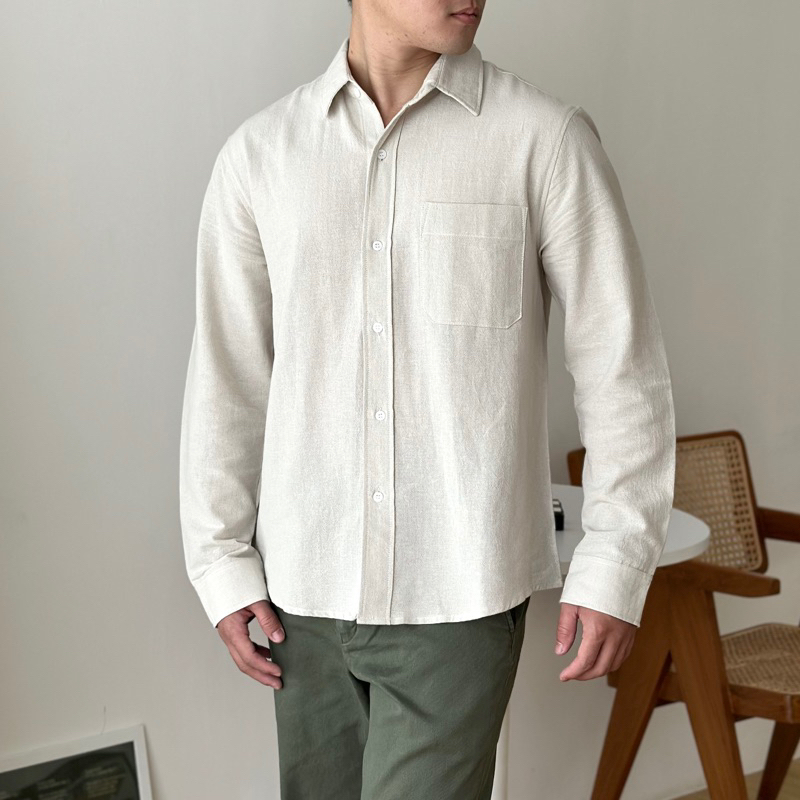 Jual COZYCLUB Long Sleeve Linen Shirt | Kemeja Polos Linen Pria Lengan ...