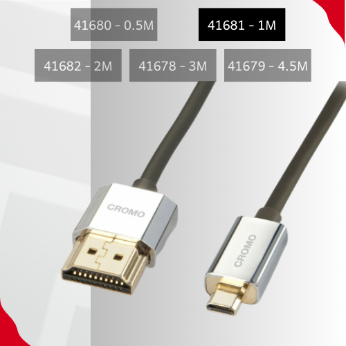 Jual Kabel Micro HDMI Type D LINDY 0.5M 1M 2M 3M 4,5M Cromo Ultra Slim Micro HDMI 2.0 to HDMI ...