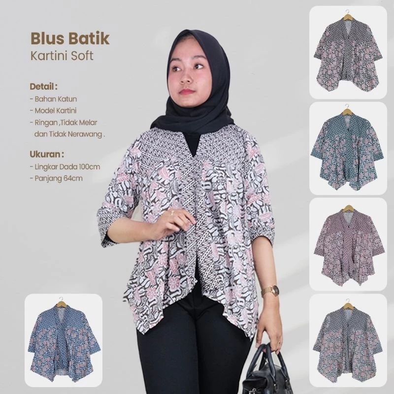 Jual Blus Kartini Motif Batik Soft Lengan 7/8 - Sekar Jagad Batik ...
