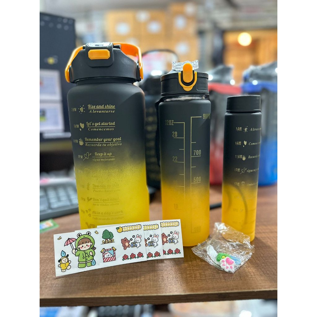 Jual BOTOL MINUM 1 SET VIRAL 2LITER + 900ML + 350ML ( INCLUDE STIKER 2D 3D) | Shopee Indonesia