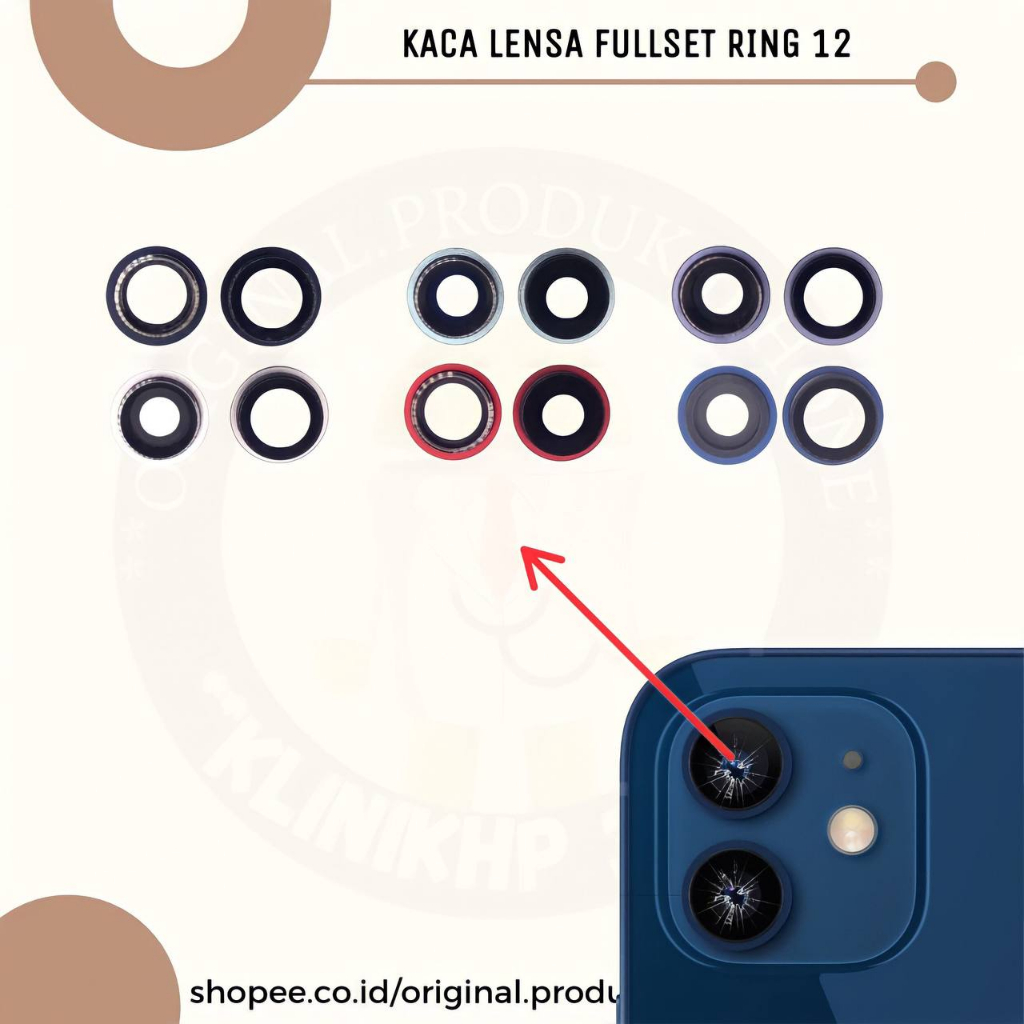 Jual LENSA KACA KAMERA BELAKANG 12 FULLSET RING | Shopee Indonesia