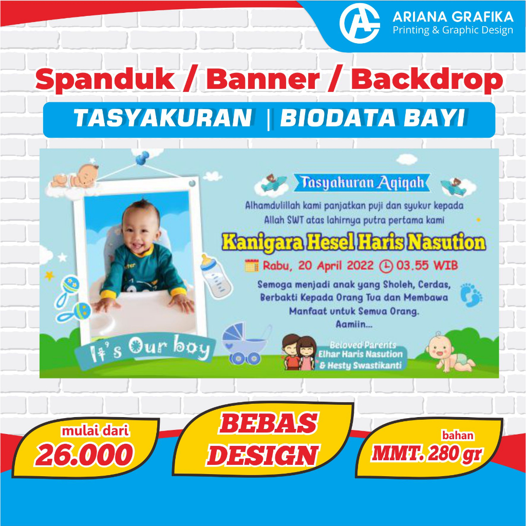 Jual Spanduk/Banner/Backdrop Aqiqah & Biodata Bayi | Shopee Indonesia