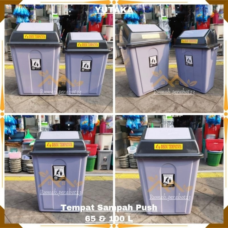 Jual SALE!!! TEMPAT SAMPAH 65 - 100 LITER YUTAKA / TEMPAT SAMPAH ABU SILVER MURAH | Shopee Indonesia