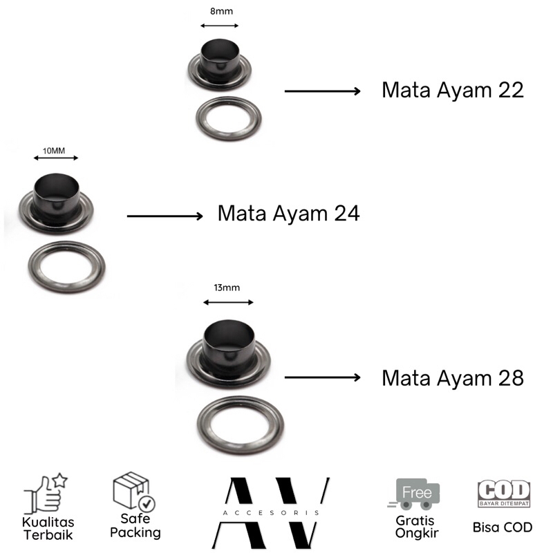 Jual AVACC Mata Ayam Itik Ring Eyelet Hitam Black Silver Spanduk Banner ...