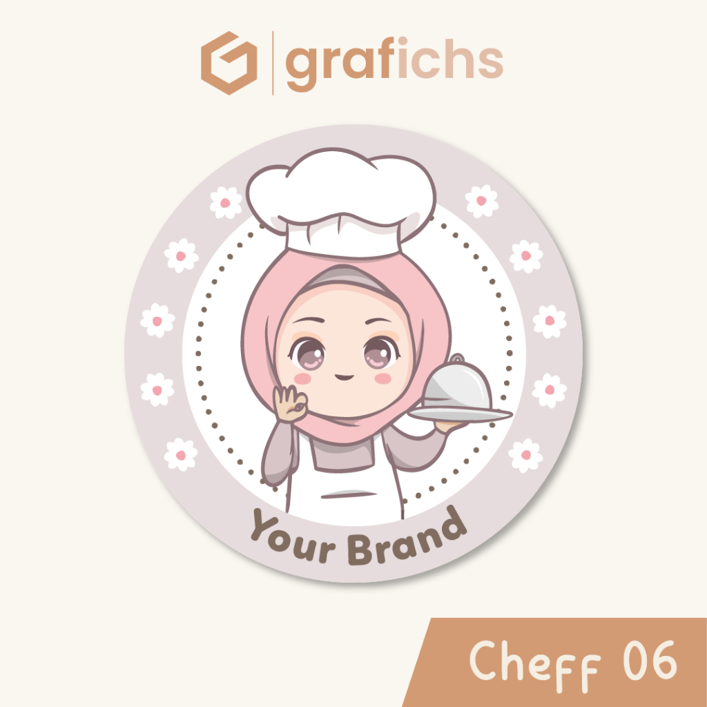 Jual 8 - 50 pcs Stiker Bulat Makanan Custom Desain Template Cheff CF01 ...
