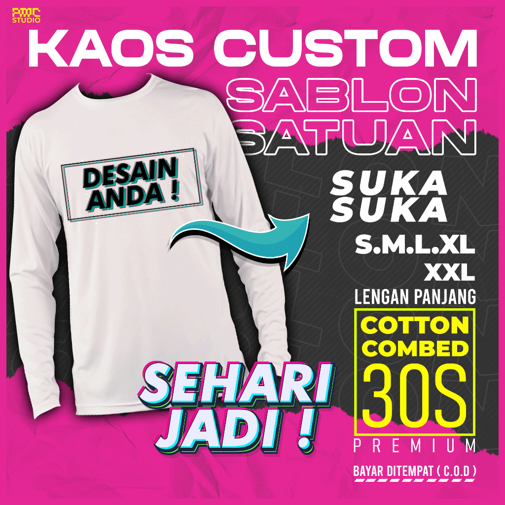 Jual Sablon Baju Lengan Panjang Bisa Request Custom Foto Costum Kaos ...