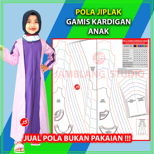 Jual Pola Jiplak Gamis Kardigan Anak 2 ~ 12 Tahun | Shopee Indonesia