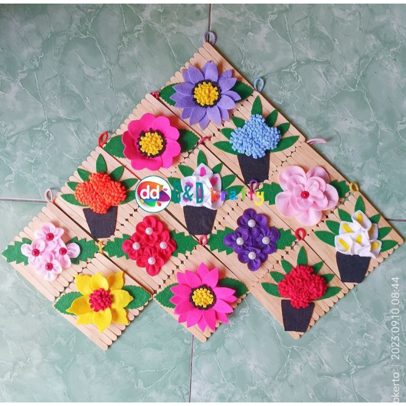 Jual Prakarya kerajinan dari stik es krim dan flanel ( hiasan dinding ) | Shopee Indonesia