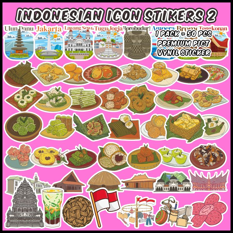 Jual [1 pack] indonesian Icon Stickers 2 (Stiker Ikon Indonesia 2 ...