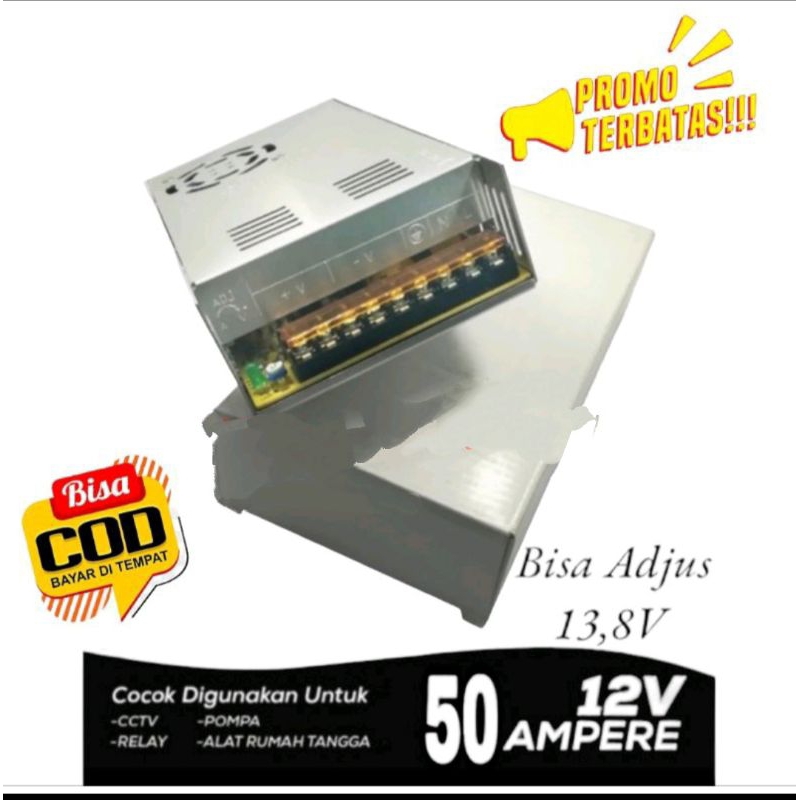 Jual Switching Power Supply PSU 12V 50A 12 Volt 50 Amper kipas | Shopee ...