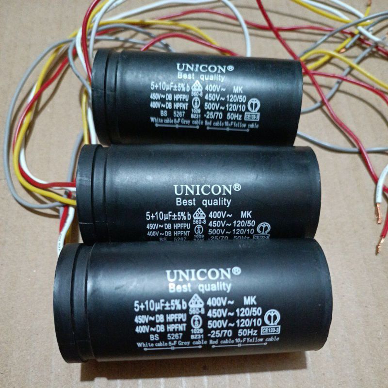 Jual KAPASITOR /CAPASITOR MESIN CUCI 2 TABUNG UNICON 5+10UF | Shopee Indonesia