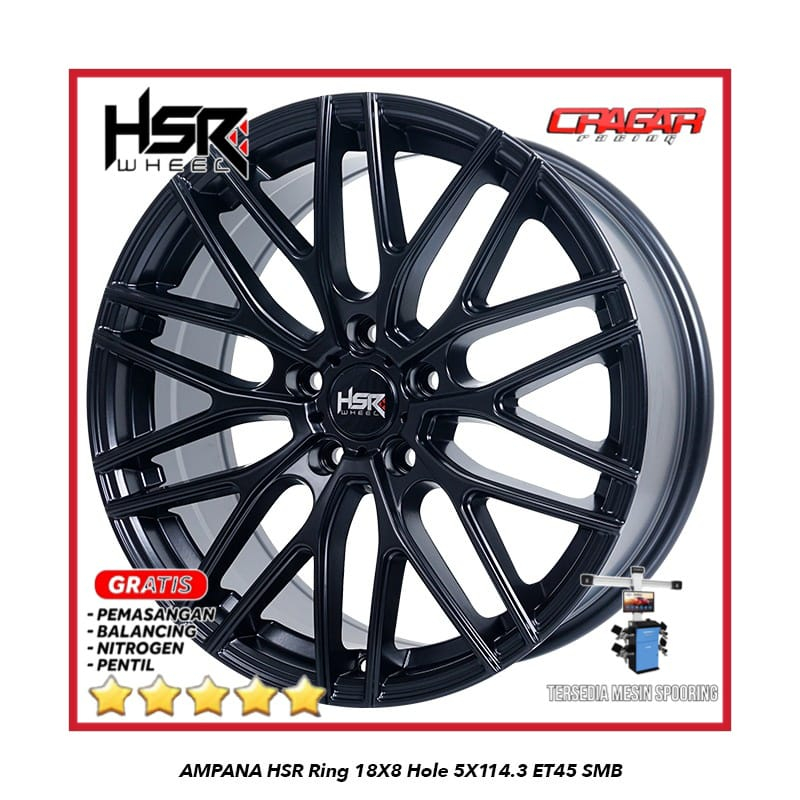 Jual Pelek Mobil Velg Mobil Innova Zenix Xpander Camry Ring 18 R18 HSR AMPANA Full Black ...