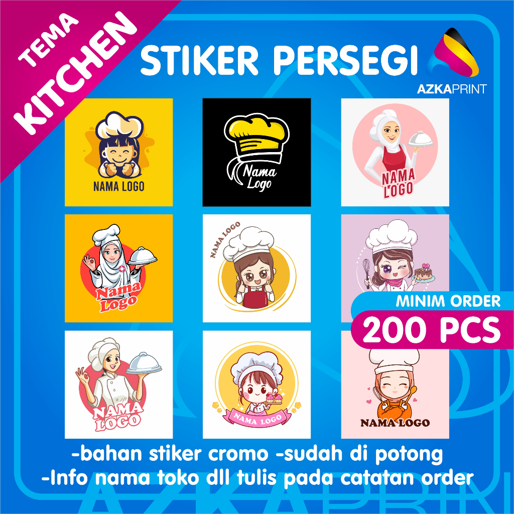 Jual [CROMO] CETAK STIKER PERSEGI TEMA KITCHEN - LABEL PERSEGI - LABEL ...