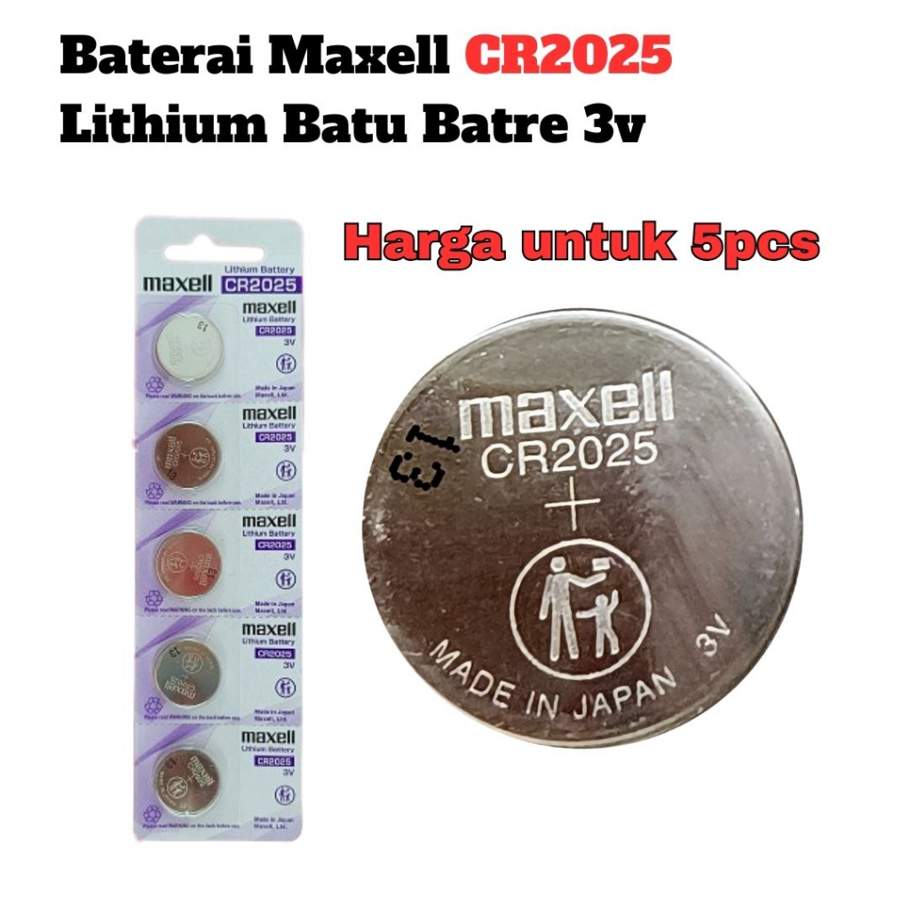 Jual Baterai Maxell CR2025 Lithium Batu Batre 3v Battery 3 Volt CR 2025 ...