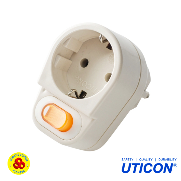 Jual Uticon Stop Kontak Arde 1 Lubang dengan Steker + Saklar ST-118 SWN ...