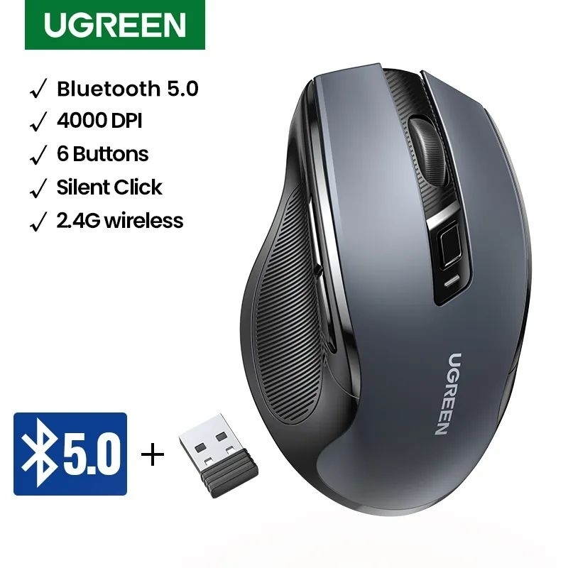 Jual UGREEN Wireless Mouse Silent USB Receiver 2.4G / Bluetooth Dual ...