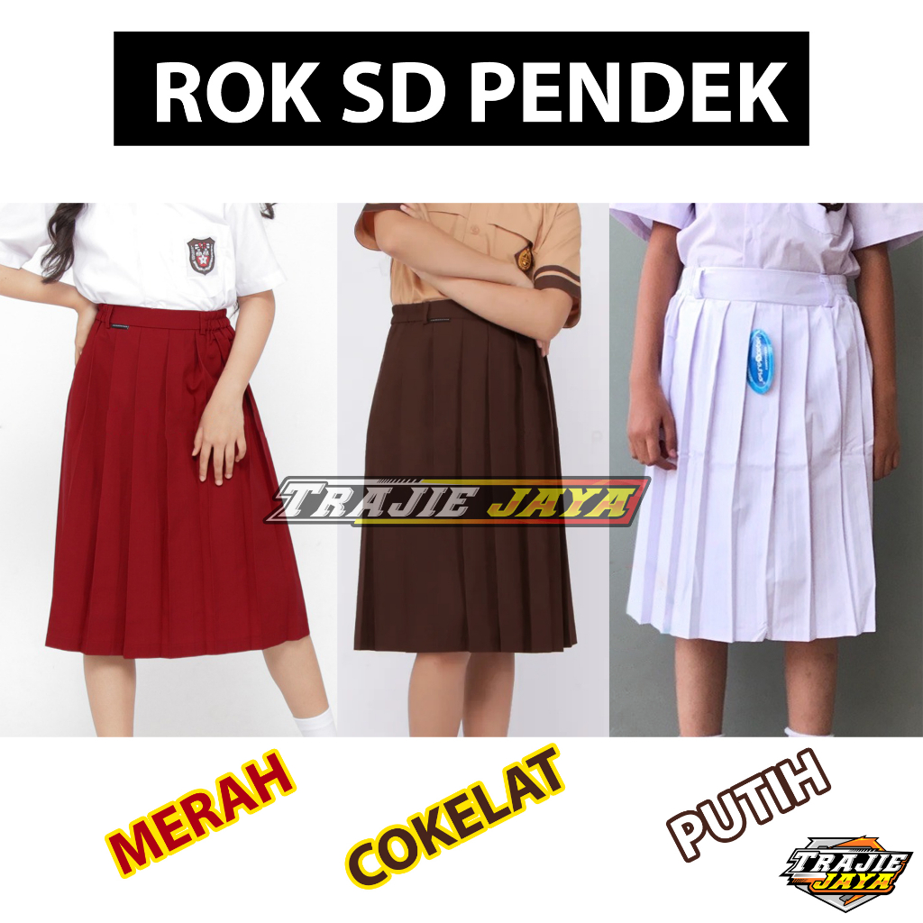 Jual Rok Pendek Sekolah SD Perempuan Seragam Sekolah SD Rok Pendek Rempel Lipit Merah Coklat ...