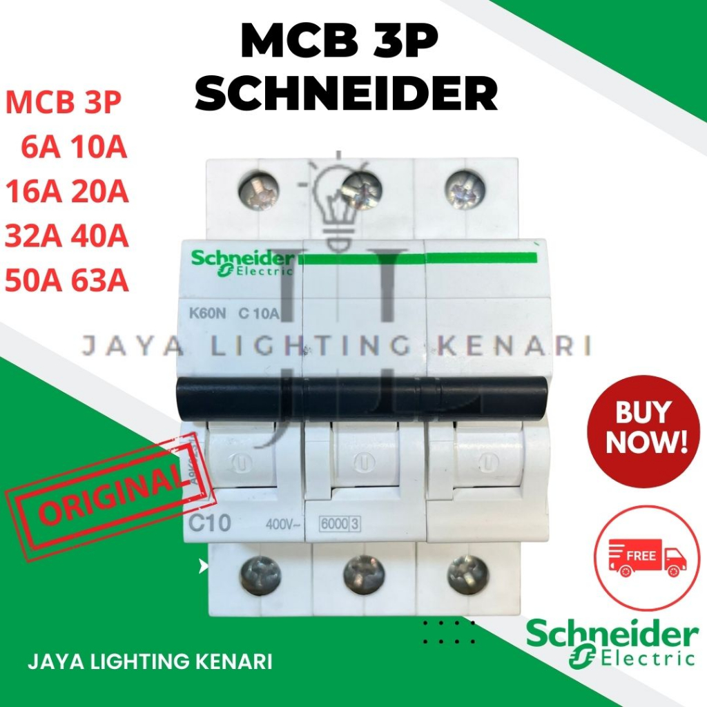 Jual MCB SCHNEIDER 3P PHASE 6A 10A 16A 20A 32A 40A 50A 63A MCB 3PHASE IC60N | Shopee Indonesia