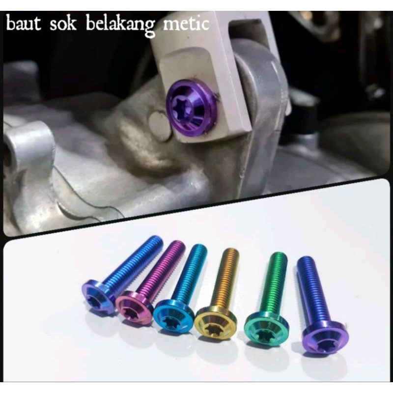 Jual baut titanium drat 12 baut shock belakang matic titanium original ...