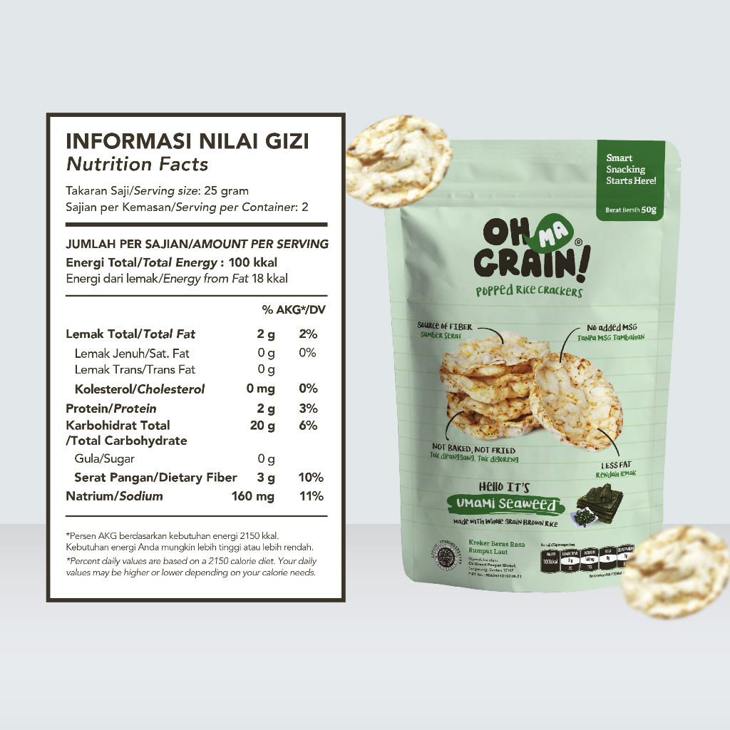 Jual Oh Ma Grain! SNACK DIET Keripik Beras Organik - Organic Brown Rice ...
