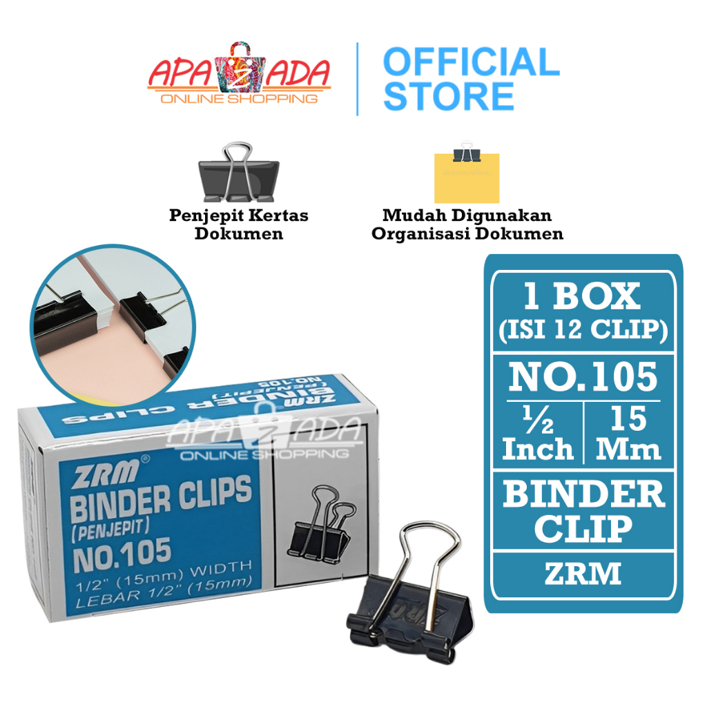 Jual Apazada Binder Klip No.105 [1 Box - 12 Pcs Klip] / Binder Clip / Klip Hitam / Klip Kecil ...