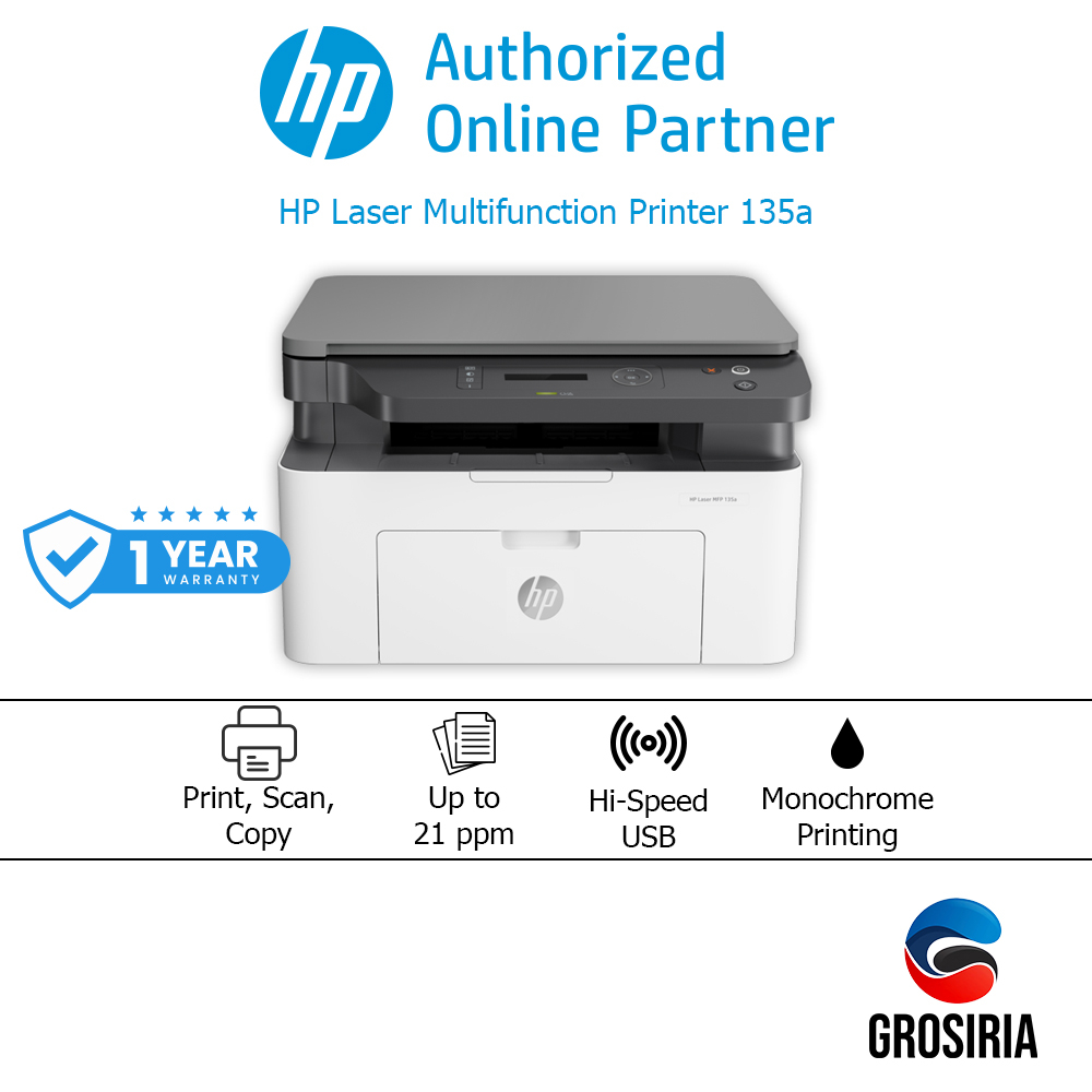 Jual HP Printer Laser Mono Hitam Putih Multifungsi MFP 135A 135 A Print Scan Copy [4ZB82A ...