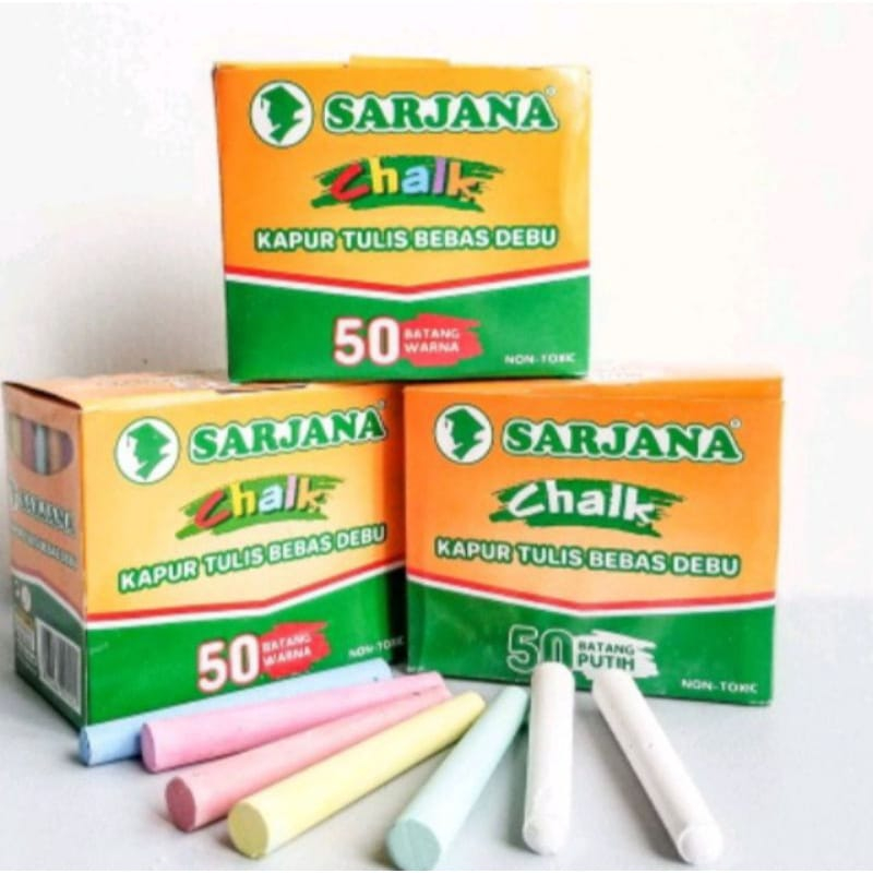 Jual Kapur Tulis SARJANA Warna-Warni isi 50 Batang(1 Box) | Shopee ...