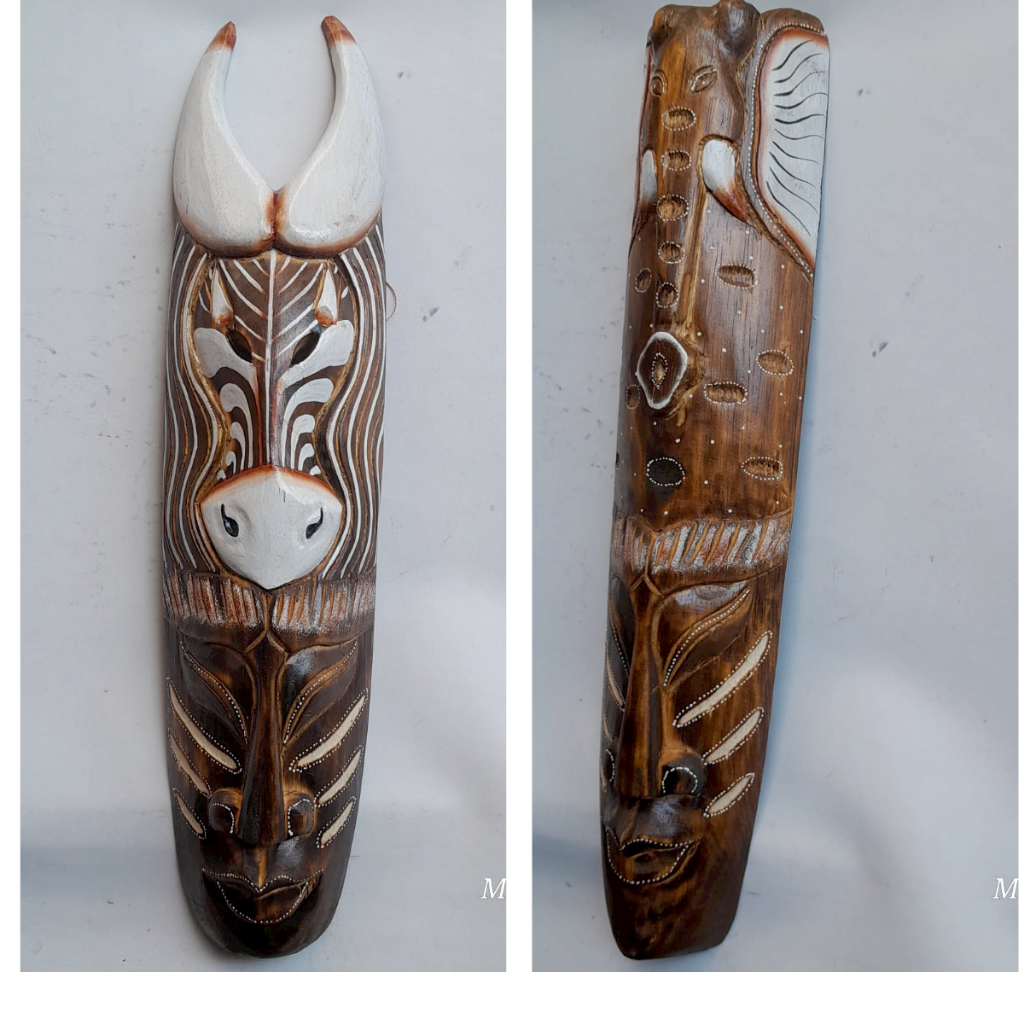 Jual Kerajinan topeng kayu Hiasan dinding 50cm dengan ukiran variasi ...