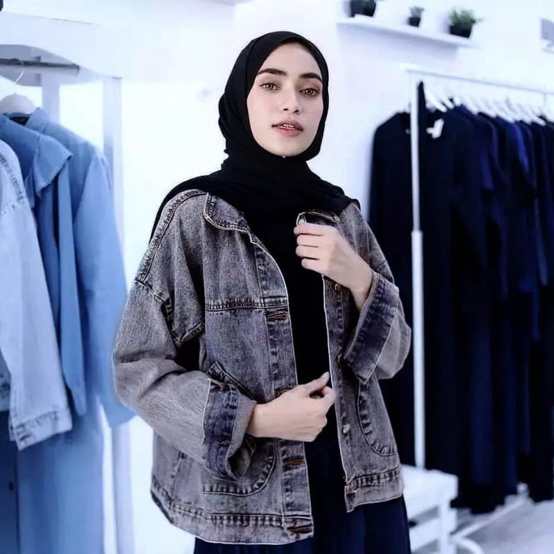 Jual JAKET REZA PABLO OVERSIZE JEANS WANITA DENIM CEWEK KOREAN STYLE ...