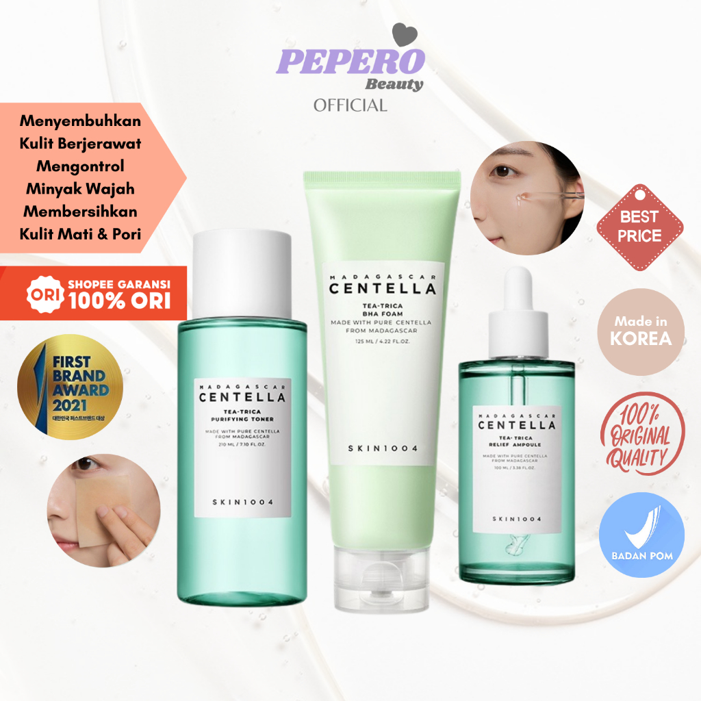 Jual SKIN1004 Madagascar Centella Tea-Trica Relief Ampoule 100ml | Purifying Toner 210ml | BHA ...