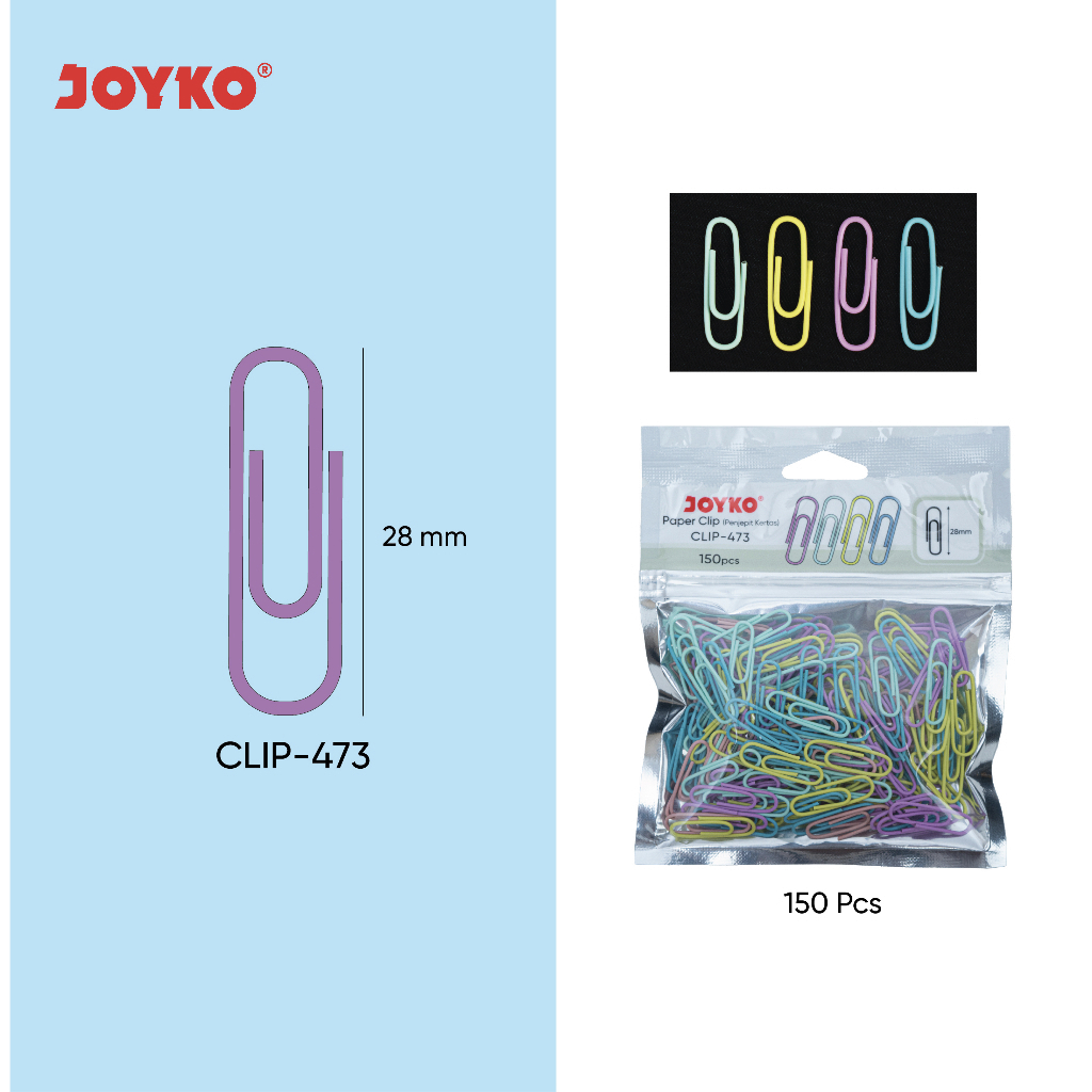 Jual 1 PAK / 150 Pcs Paper Clip Penjepit Kertas Joyko CLIP-473 Bright ...