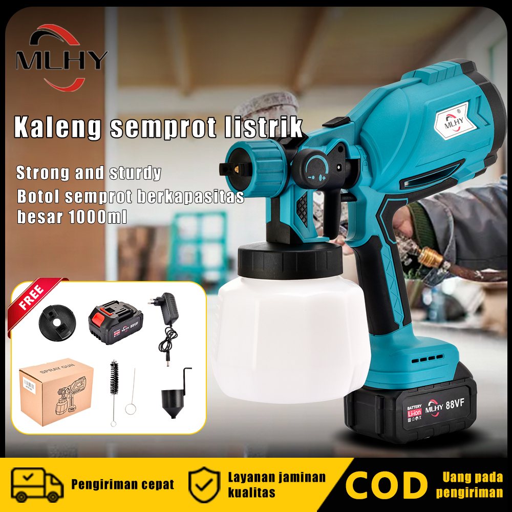 Jual MLHY Electric Spray Gun 980W 1000ML Cordless Baterai lithium Alat Semprotan Cat Minyak Air ...
