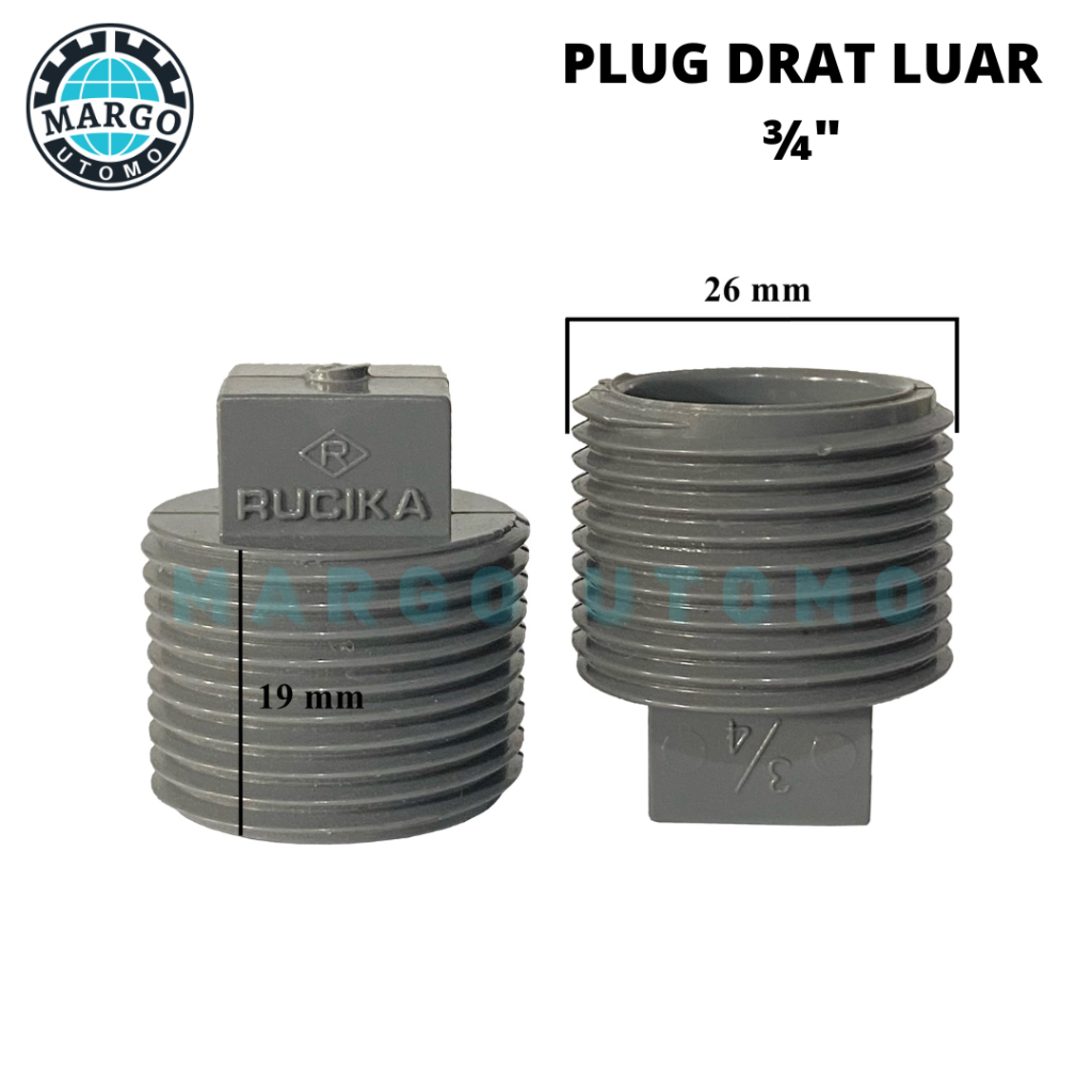 Jual Plug / Sumbat / DOP Drat Luar Tutup Pipa PVC 3/4" inch | Shopee ...