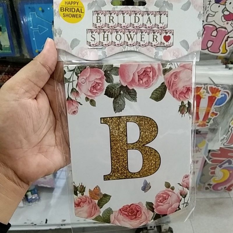 Jual Banner bridal shower / bunting flag bridal shower motif bunga ...