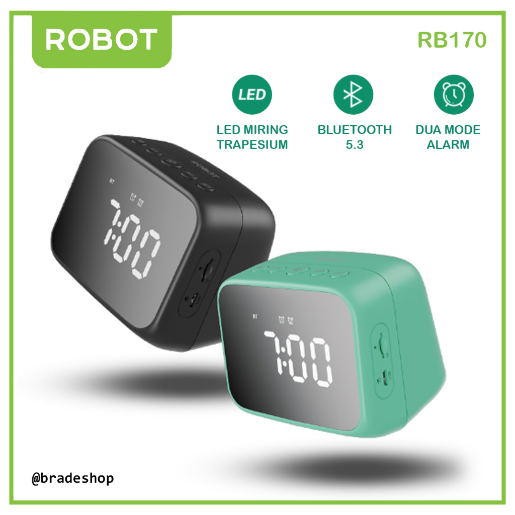 Jual Speaker Bluetooth Robot RB170 Alarm Clock LED Display Bluetooth 5. ...