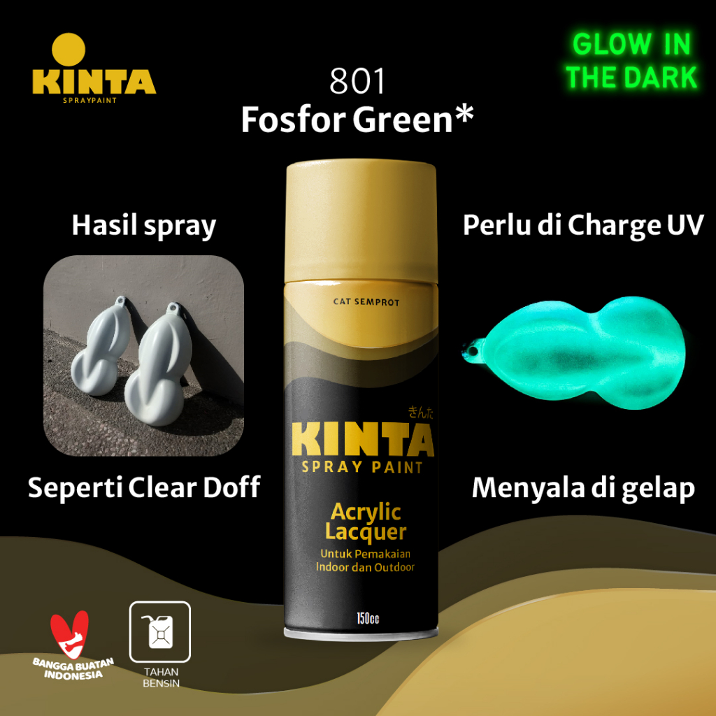 Jual (FOSFOR) 801 FOSFOR GREEN* - KINTA Cat GLOW IN THE DARK semprot ...