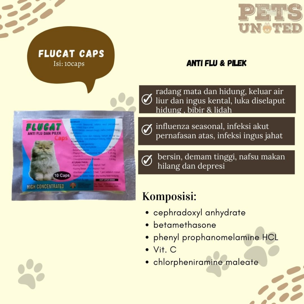 Jual FLUCAT ANTI FLU DAN PILEK CAPS UNTUK KUCING | Shopee Indonesia