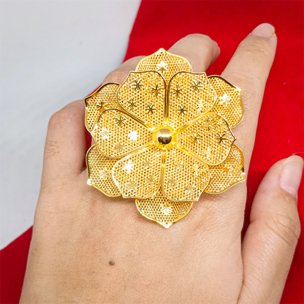 Jual Cincin Bunga Kendari Terbaru Cantik Perhiasan Dubai Lapis Emas 24k ...