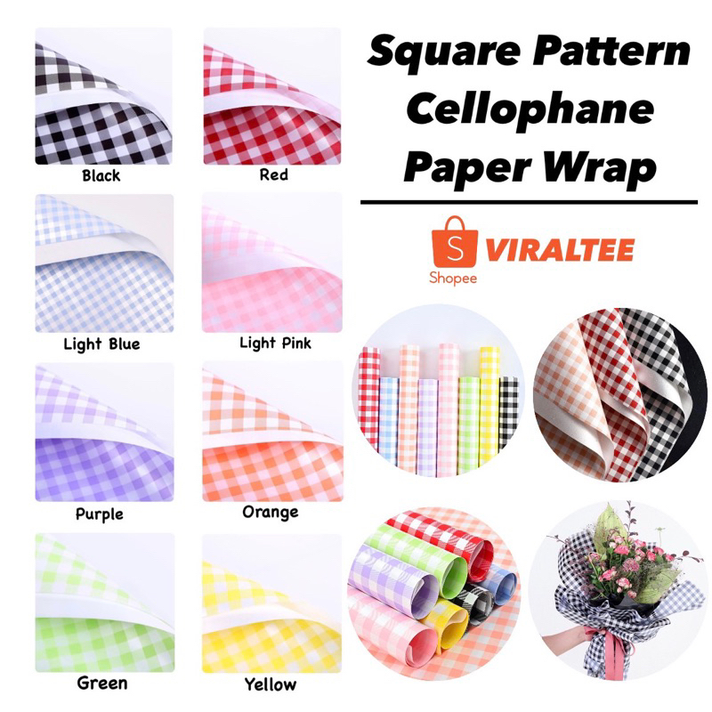 Jual Kertas Cellophane Bucket Bunga [Square Pattern] Flower Wrapping ...