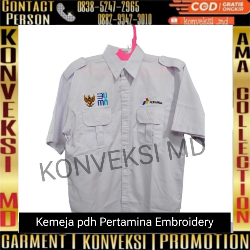 Jual kemeja pdh BUMN Pertamina lengan pendek full bordir/seragam pdh ...