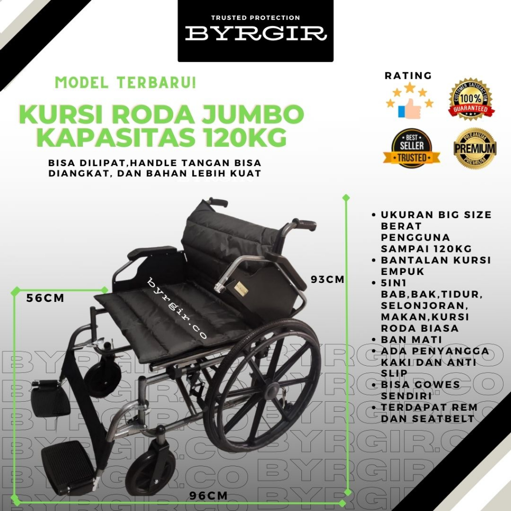 Jual BYRGIR Kursi Roda Jumbo Lebih Besar Big Size Ukuran Oversize Lebar ...
