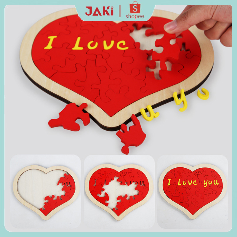 Jual JAKI Puzzle Kayu Cinta Mainan Puzzel Teka-teki 3D berbentuk hati ...